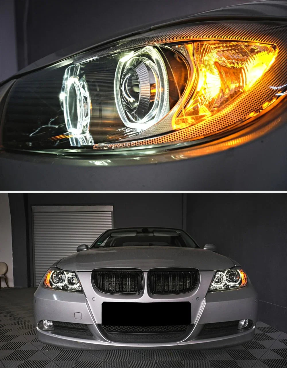 BMW Serie 3 E90 E91 2005-2008 Fari Anteriori Angel Eyes LED